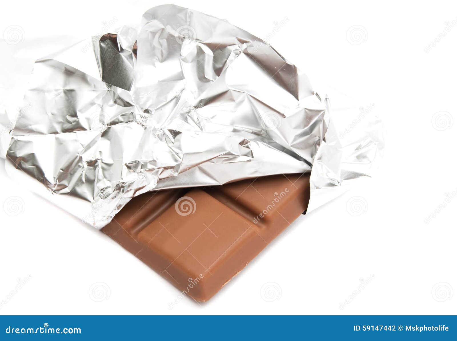 Bar of Milk Chocolate in a Foil Stock Photo - Image of ripped, dessert ...