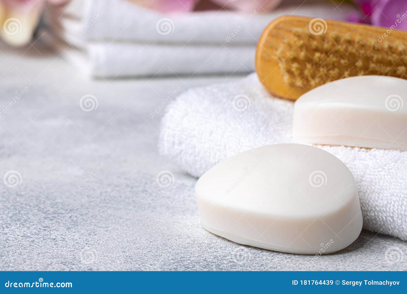 Bar of Natural Handmade Soap, Towel and Spa Objects Stock Image - Image ...