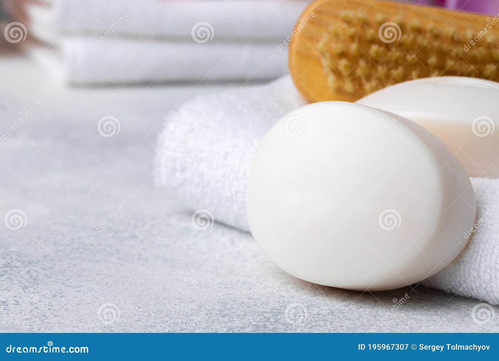 Bar of Natural Handmade Soap, Towel and Spa Objects Stock Image - Image ...