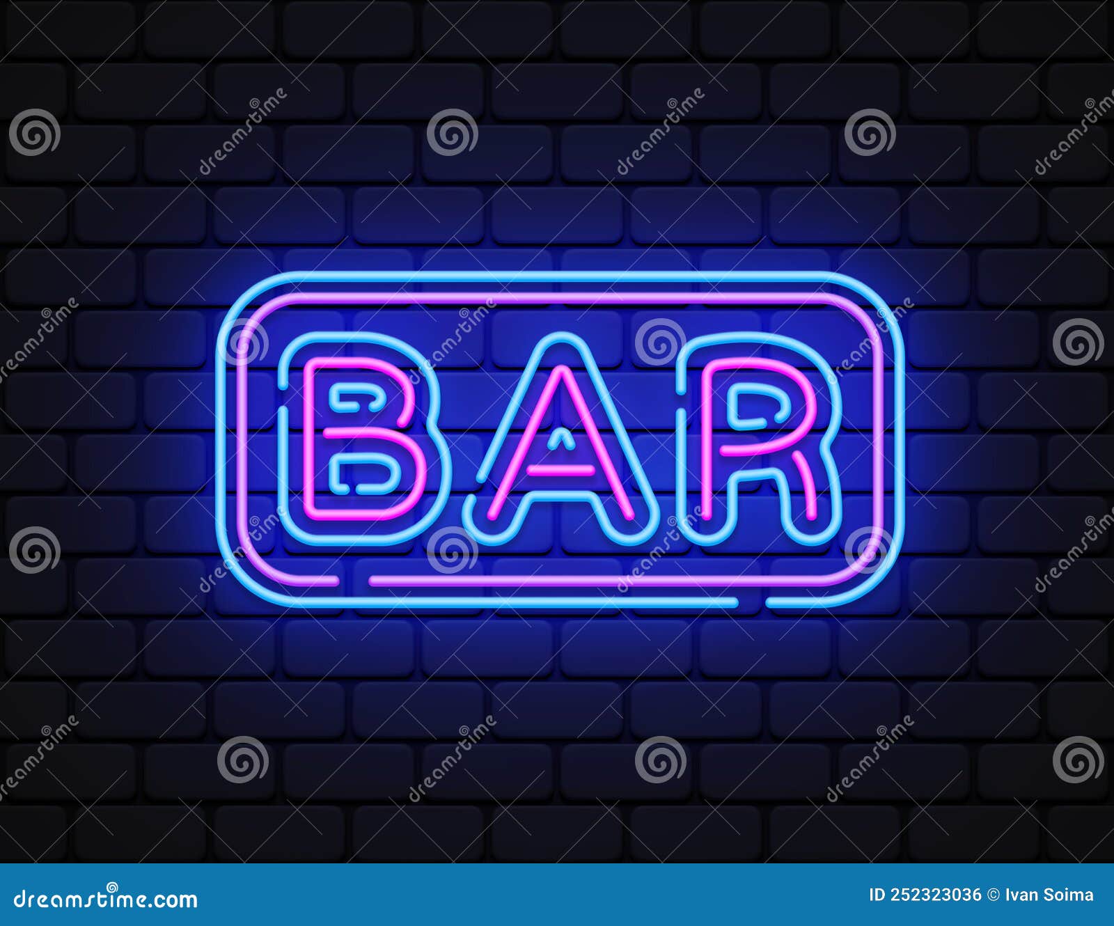 Bar Neon Retro Illustration for Banner Design. Vector Illustration ...