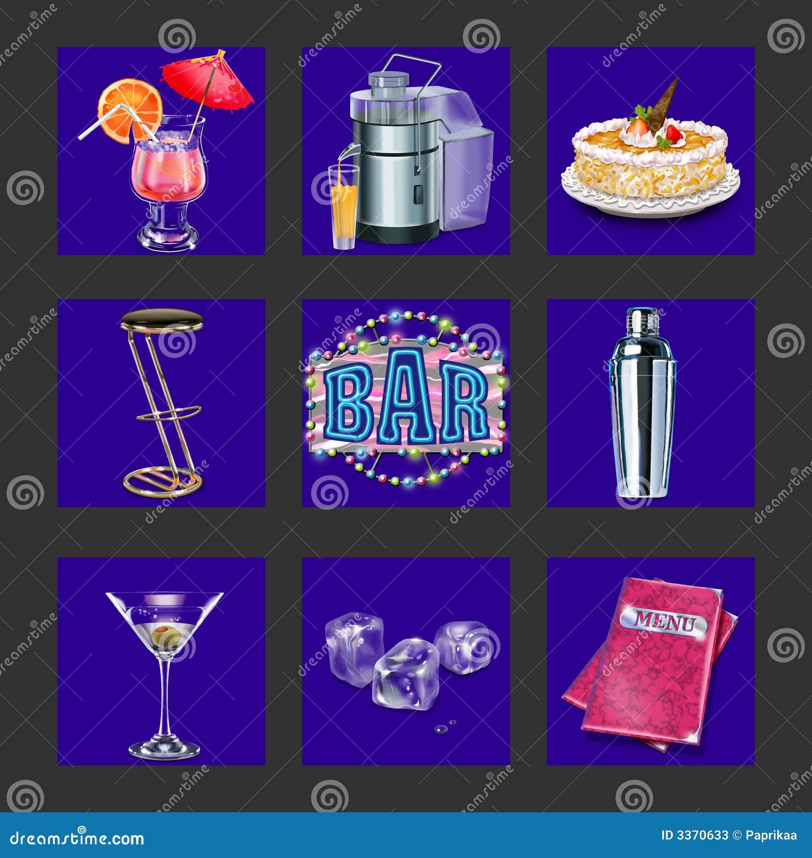 Bar and night club icons stock illustration. Illustration of dark - 3370633