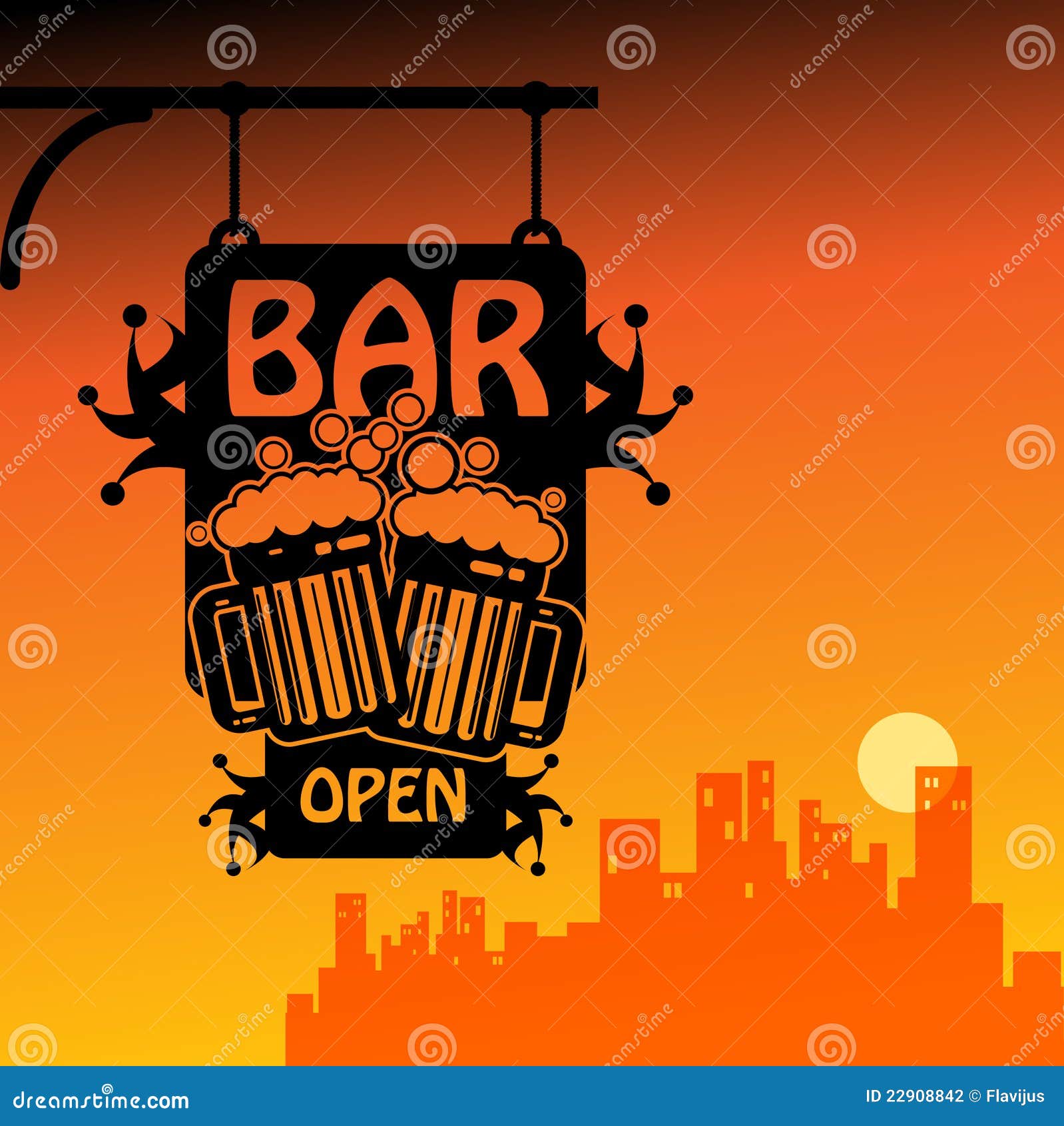 Bar open stock vector. Illustration of notice, black - 22908842
