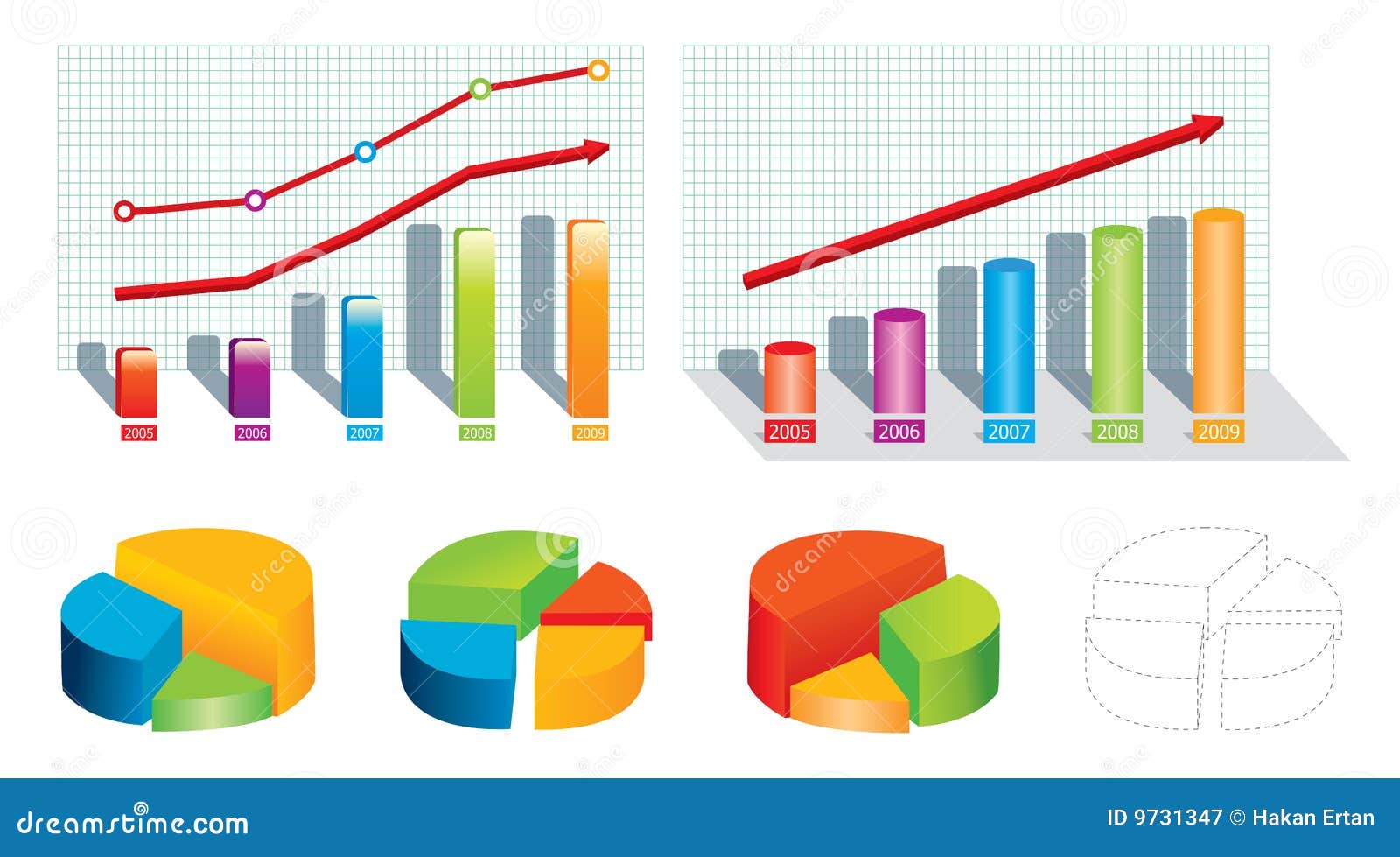 Bar and pie chart stock vector. Illustration of number - 9731347
