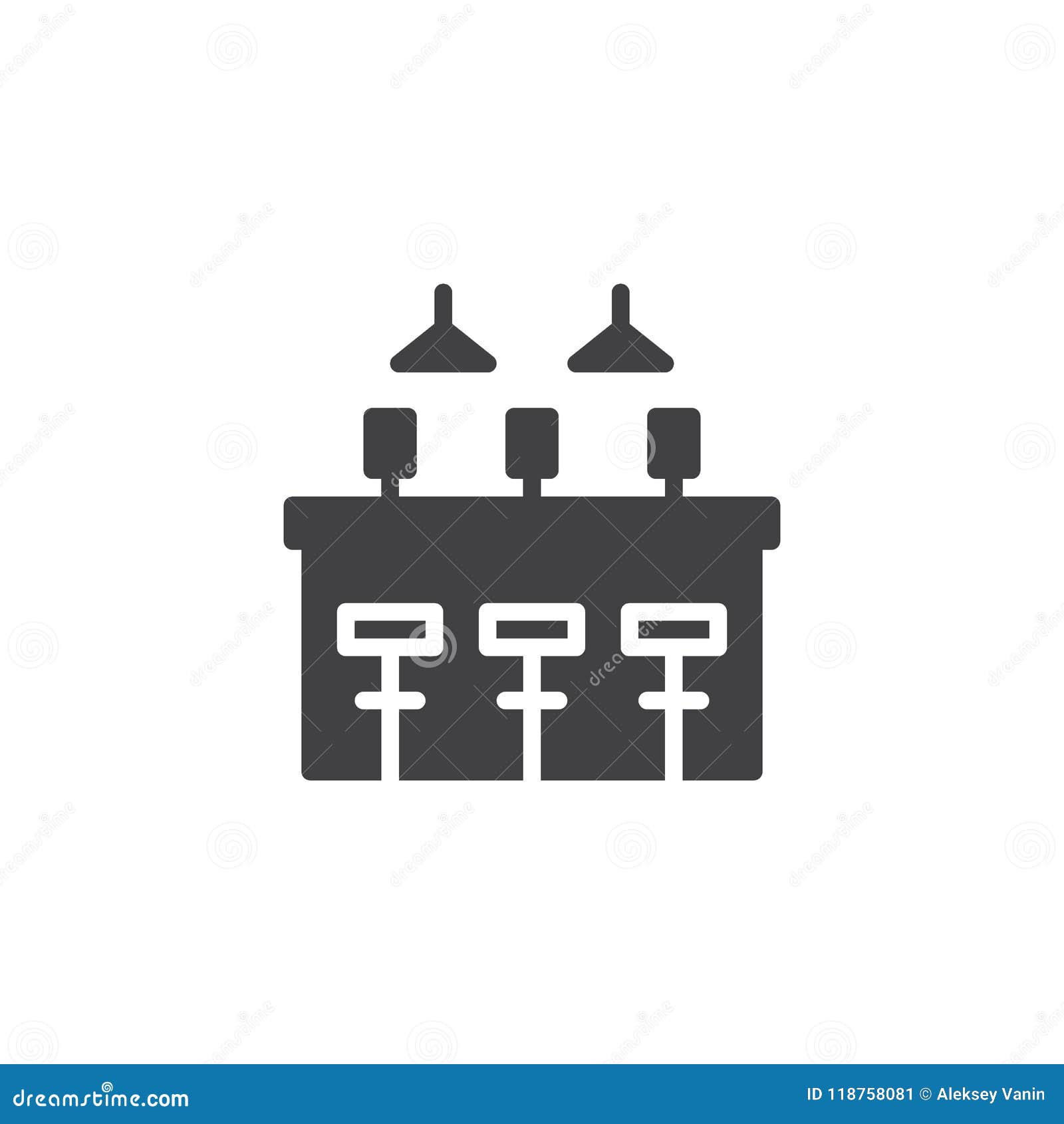 Bar, Pub Interior Vector Icon Stock Vector - Illustration of pictogram ...