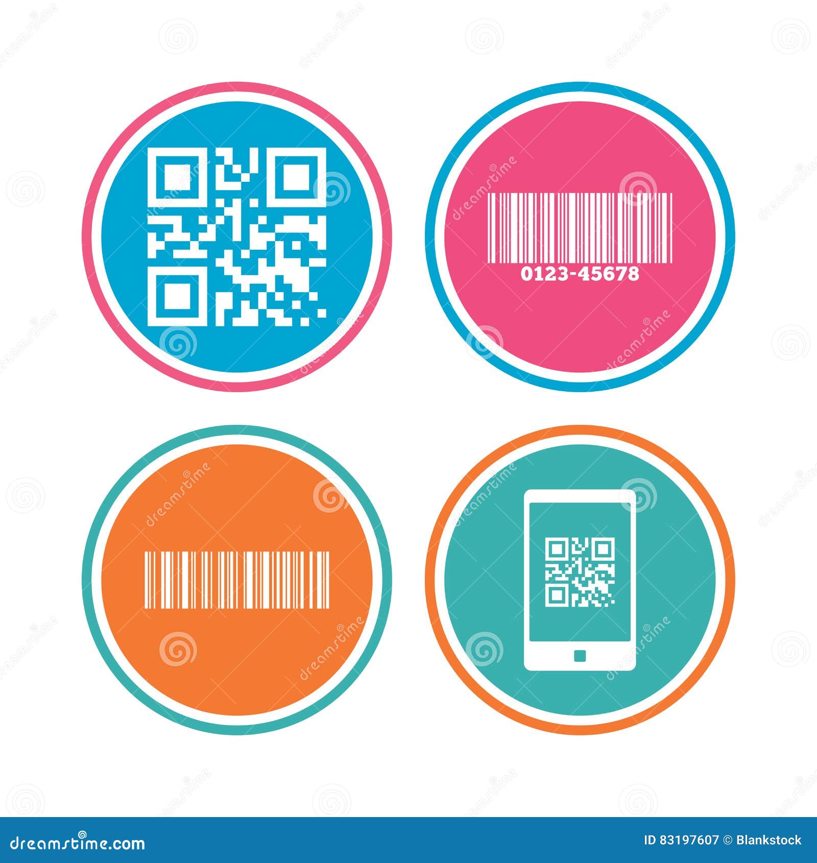 Bar And Qr Code Icons. Scan Barcode Symbol. Cartoon Vector ...