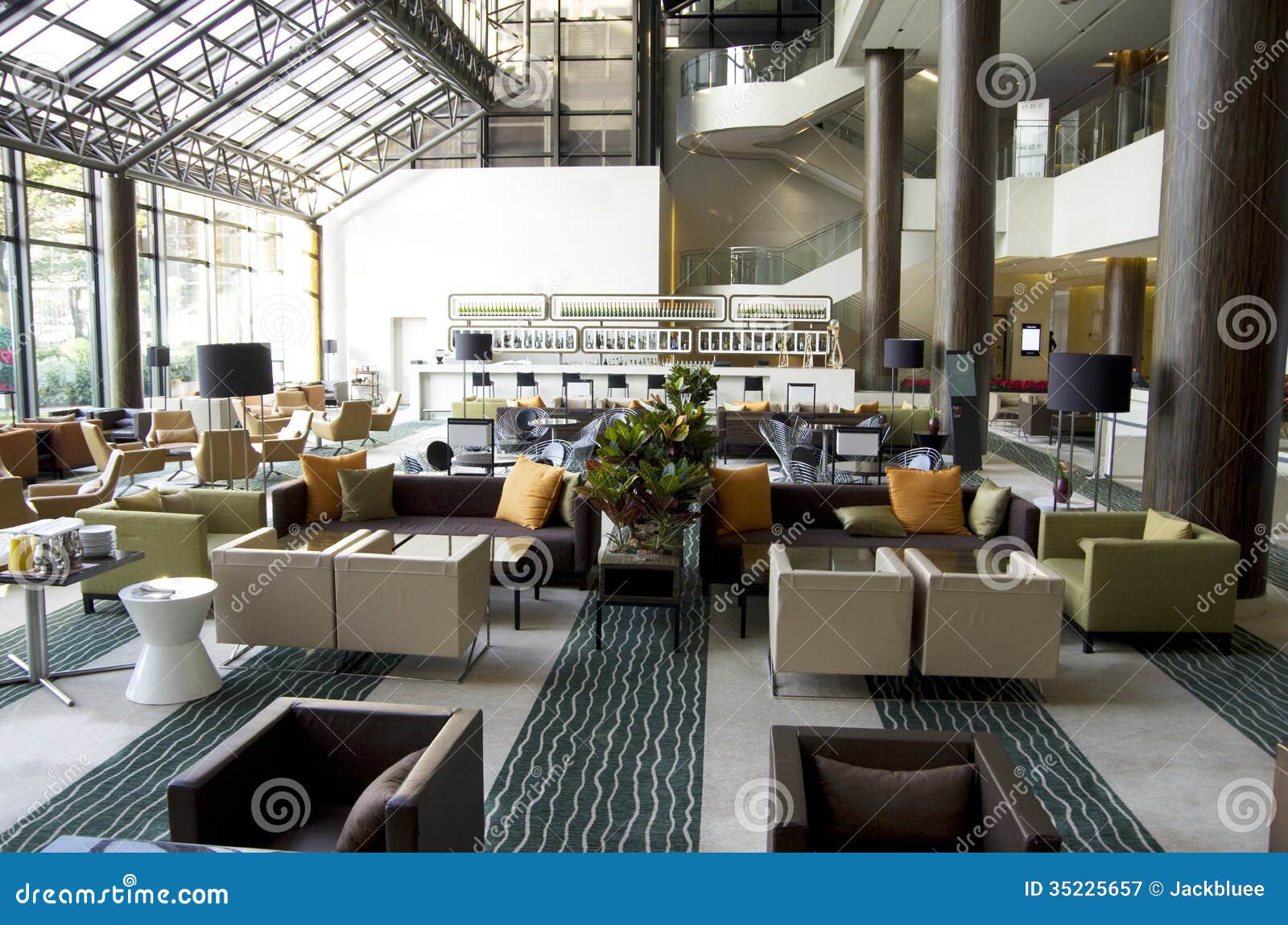 Bar Restaurant in Hotel Lobby Stock Image - Image of leather, hotel ...