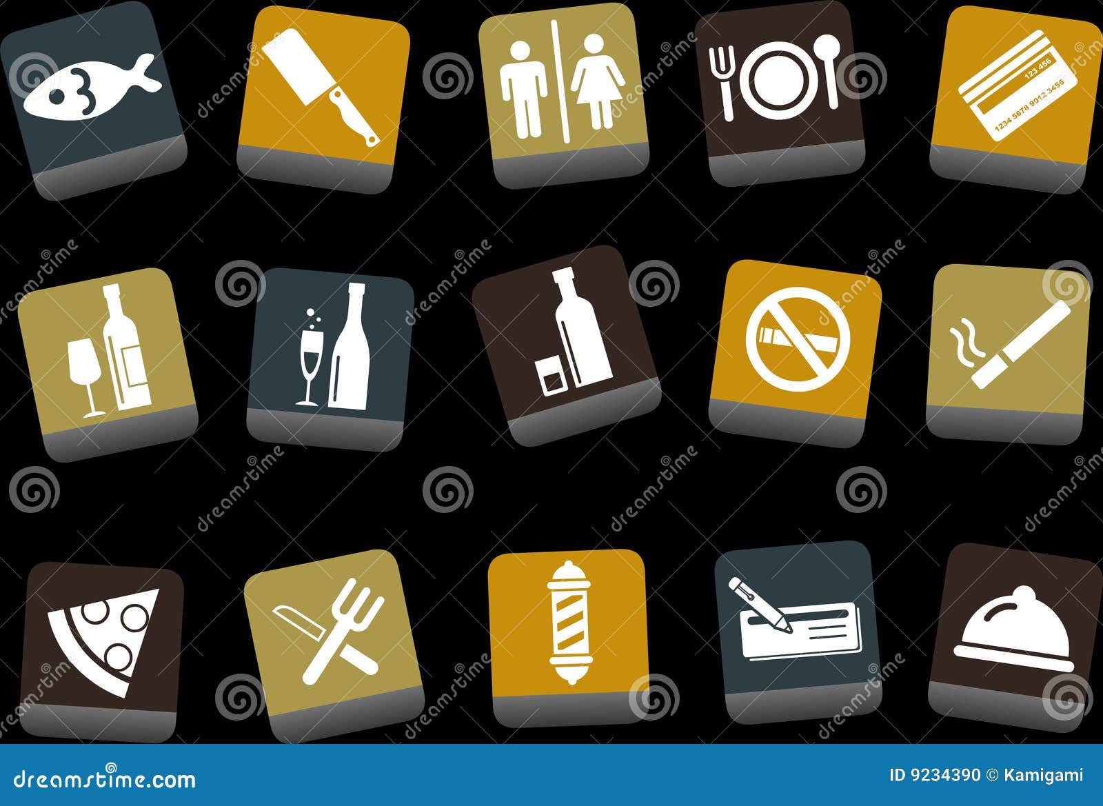 Bar and Restaurant Icon Set Stock Vector - Illustration of buttons ...