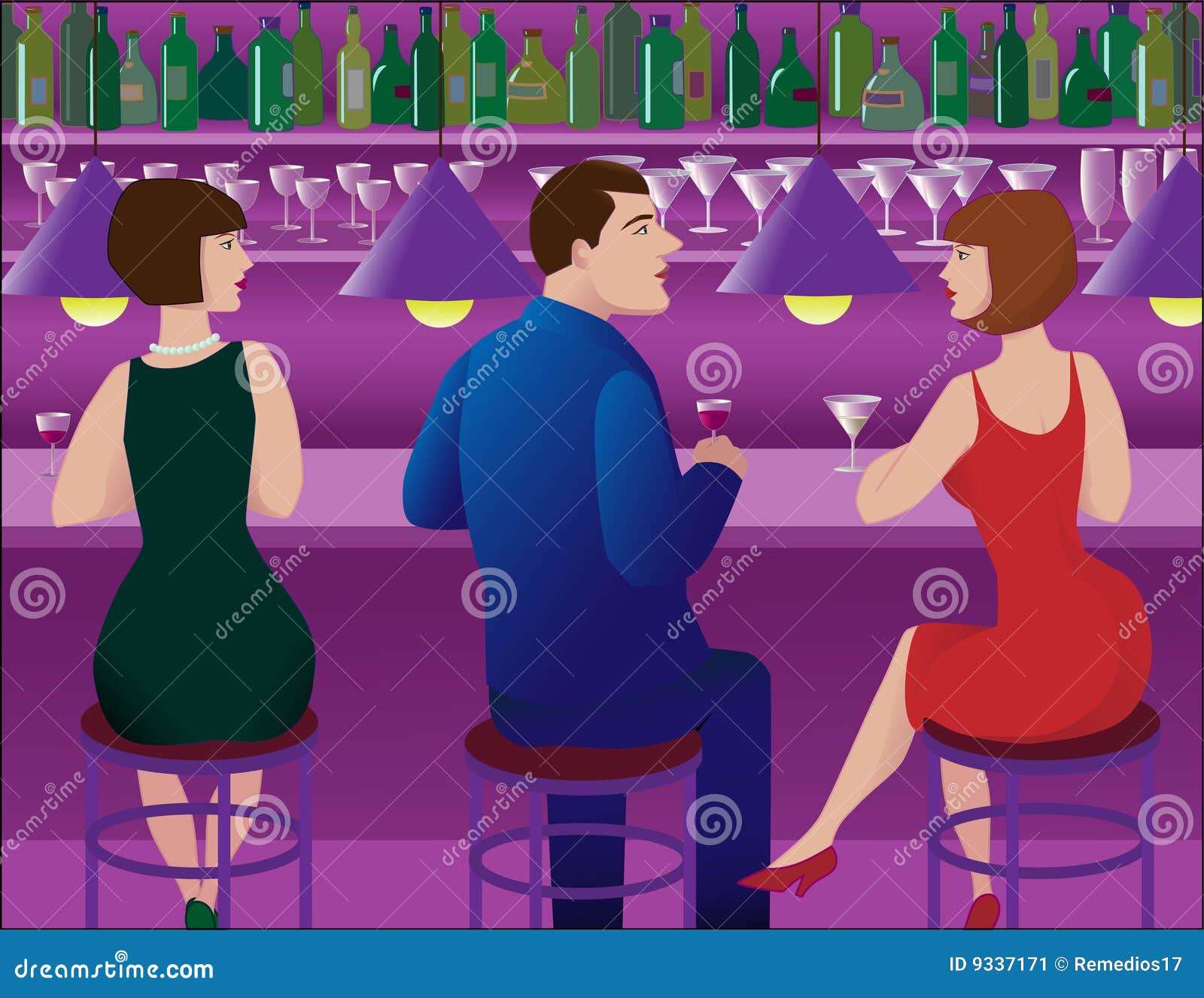 Spaced Nightclub Scene Clipart
