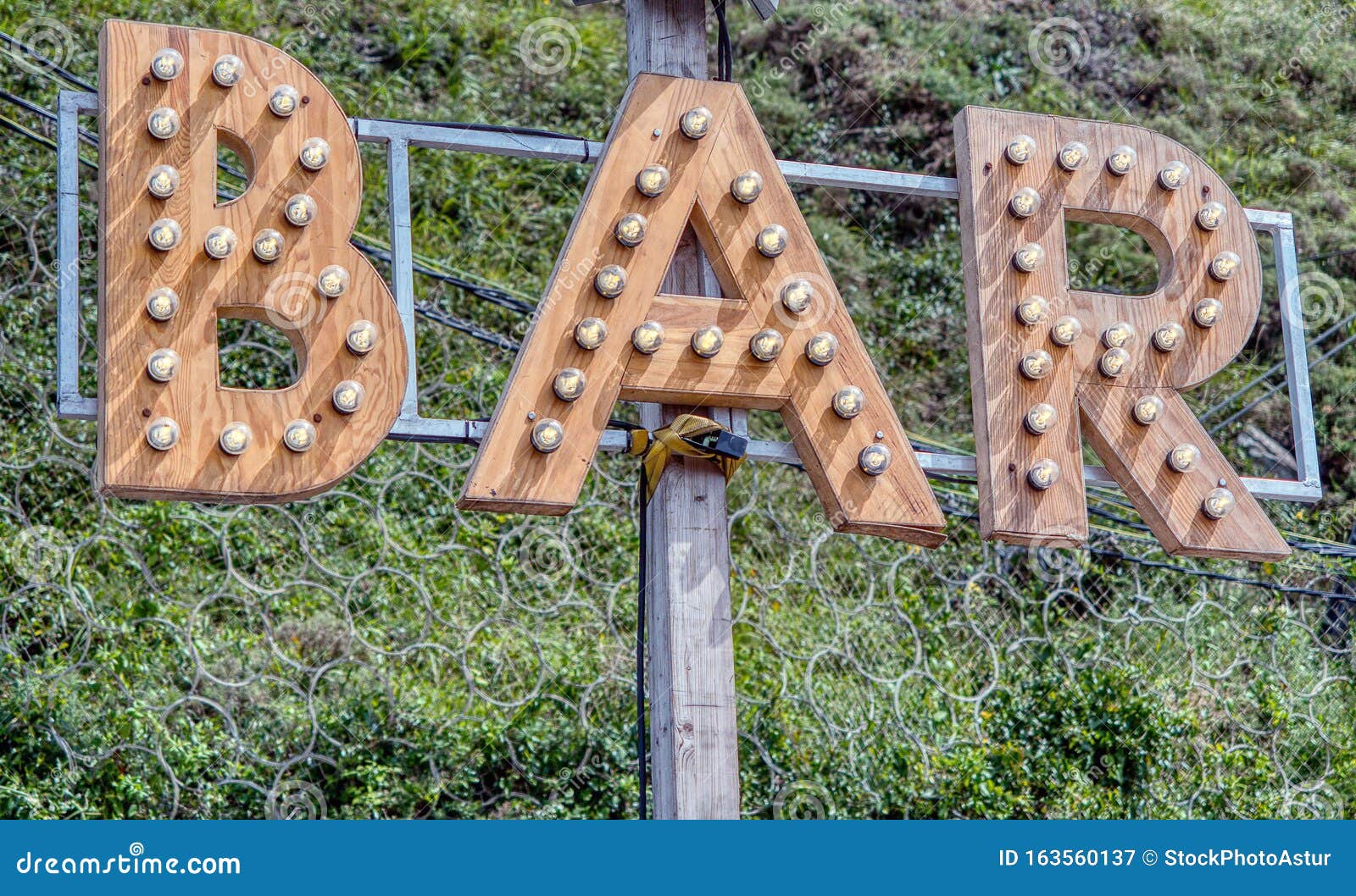 Bar Sign Illuminated Letters Stock Image - Image of incandescent, color ...