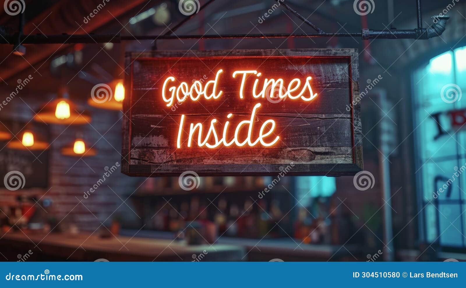 Bar Sign with the Text "Good Times Inside" - AI Generated Stock ...