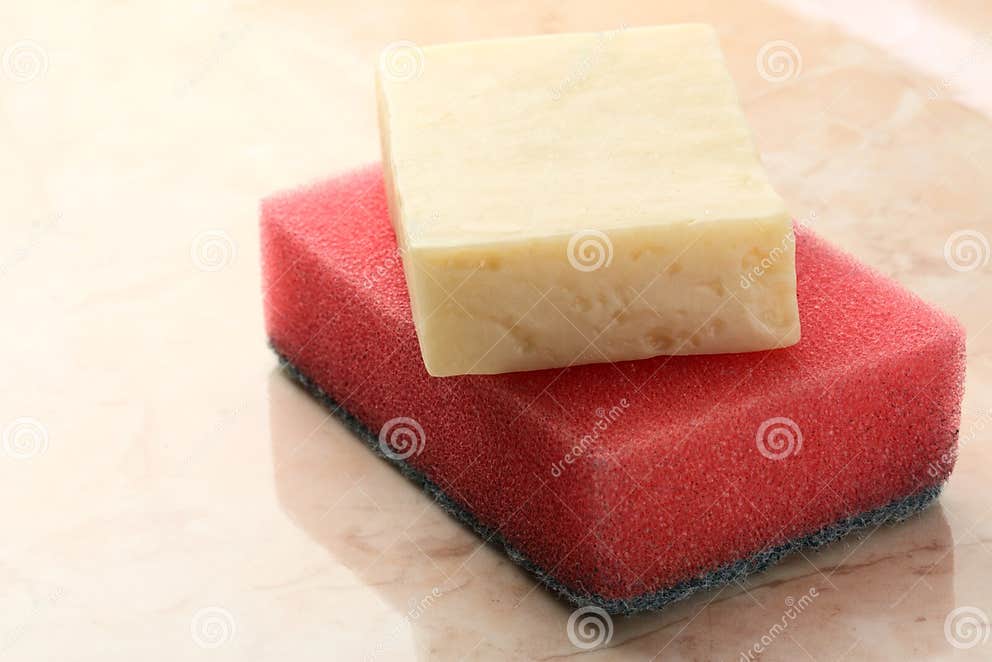 Bar of soap and sponge stock image. Image of tile, sanitation - 35002275