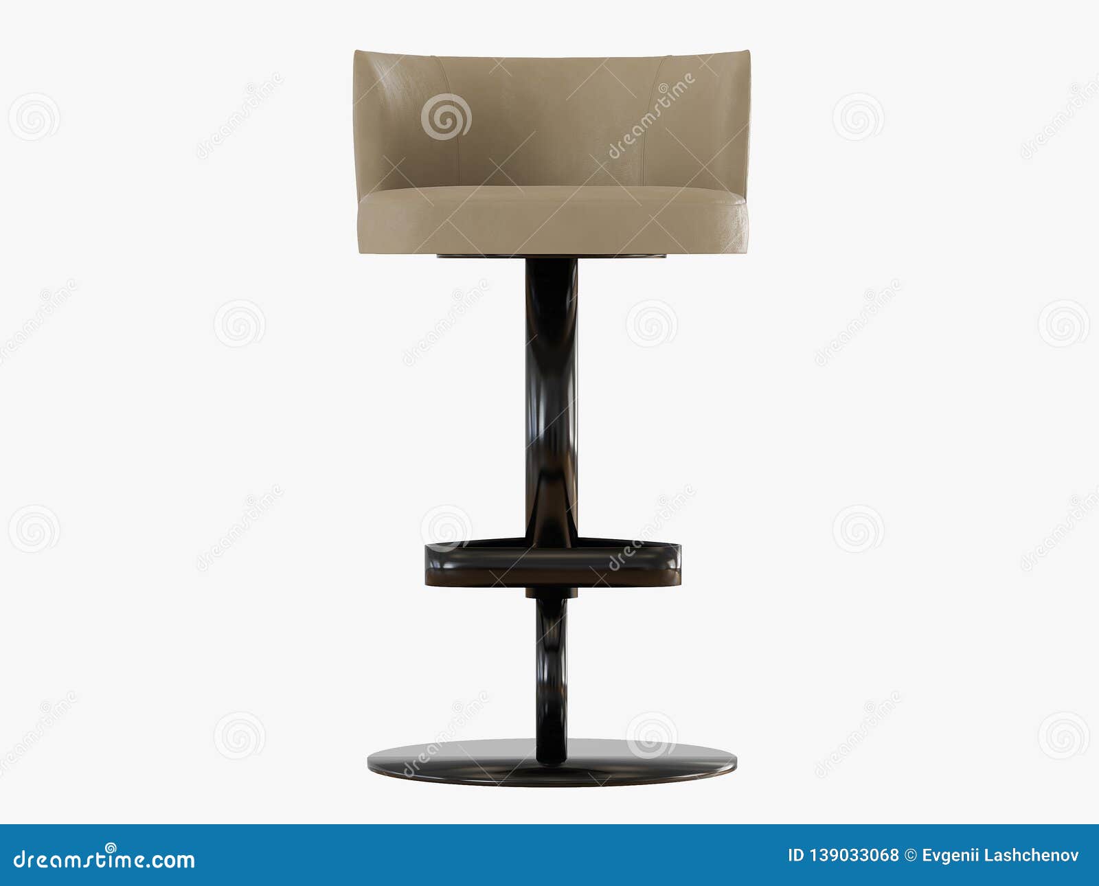 Bar Stool Front View on White Background 3d Rendering Stock ...