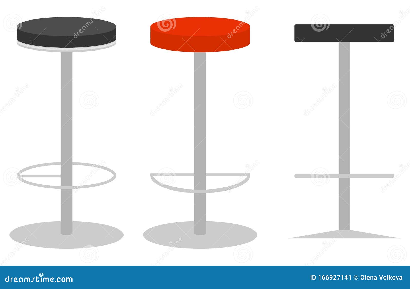 Bar Stool, Modern Metal Bar Stool. Bar Stool Side View and Isometric ...