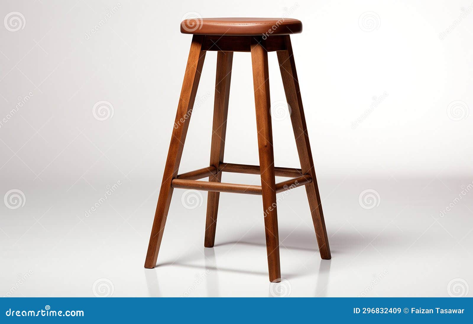 Bar Stool Positioned on a Plain White Surface -Generative Ai Stock ...