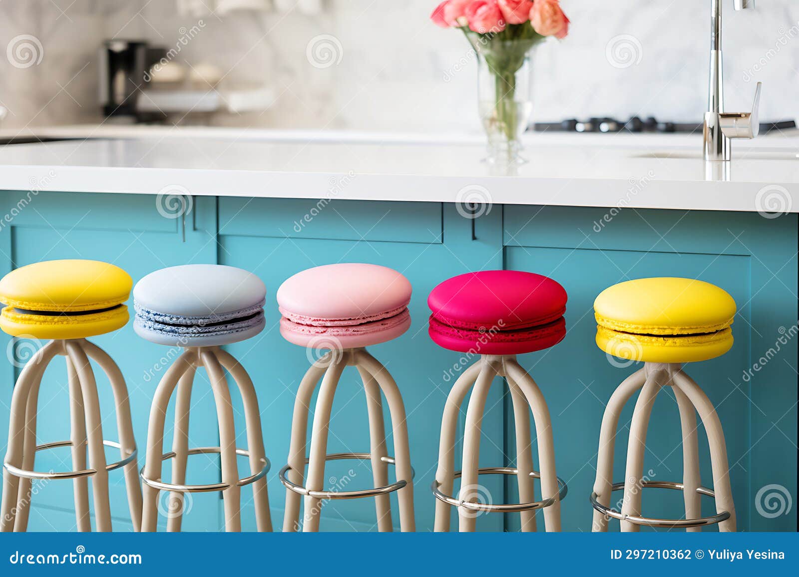 Bar Stools in the Home Kitchen in the Shape of Macarons. the Concept of ...