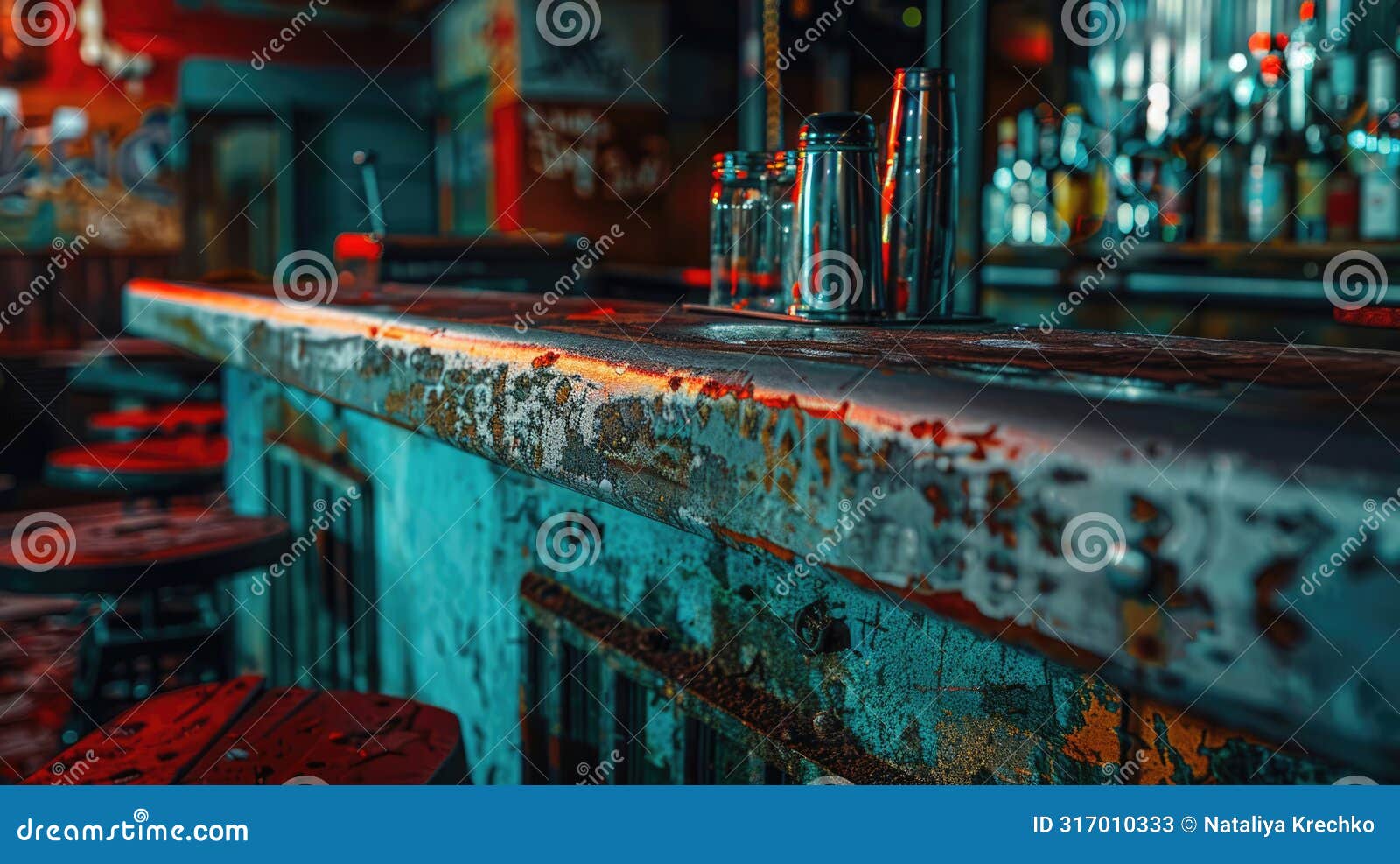 Bar in the Style of Post-apocalypse Stock Image - Image of style, iron ...