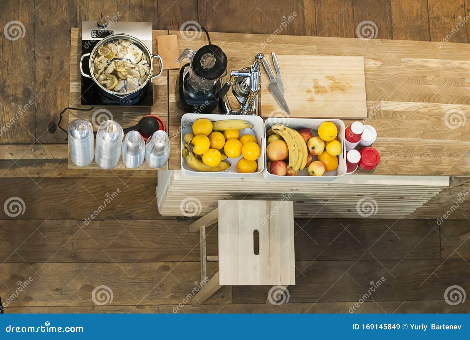 Bar Table for the Preparation of Fruit Drinks, Top View Stock Image ...