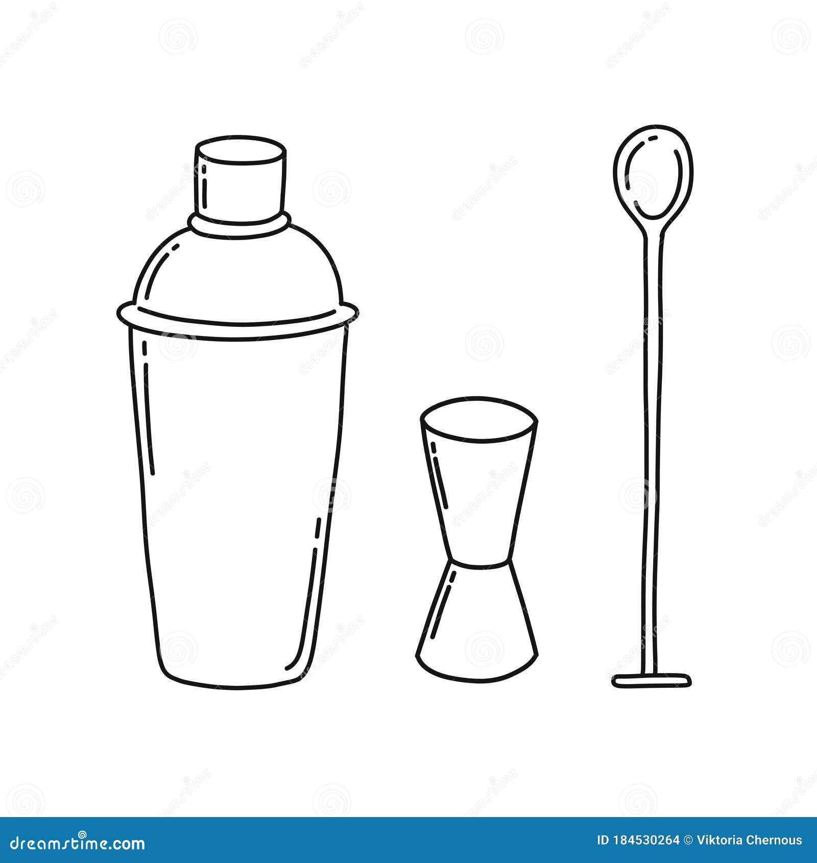 Bar Tools Doodle Icons, Vector Illustration Stock Illustration ...