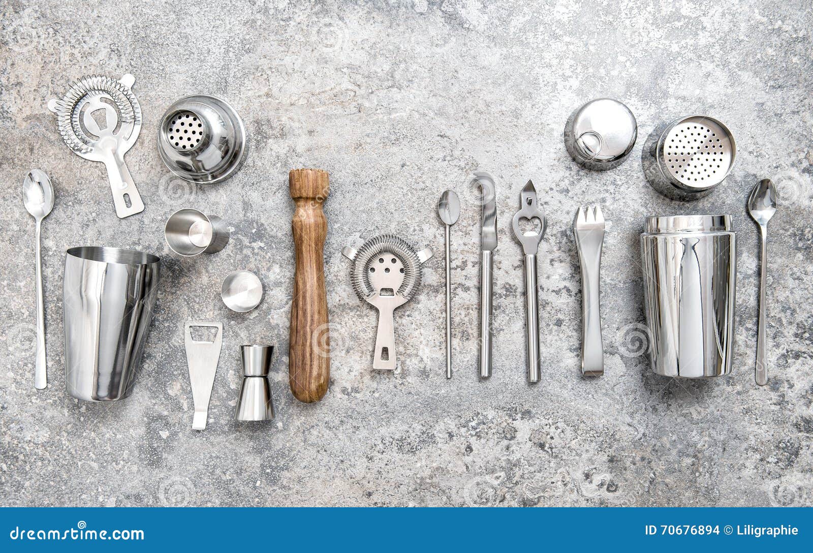 Bar Tools Making Cocktail Shaker Jigger Food and Beverage Stock Photo ...