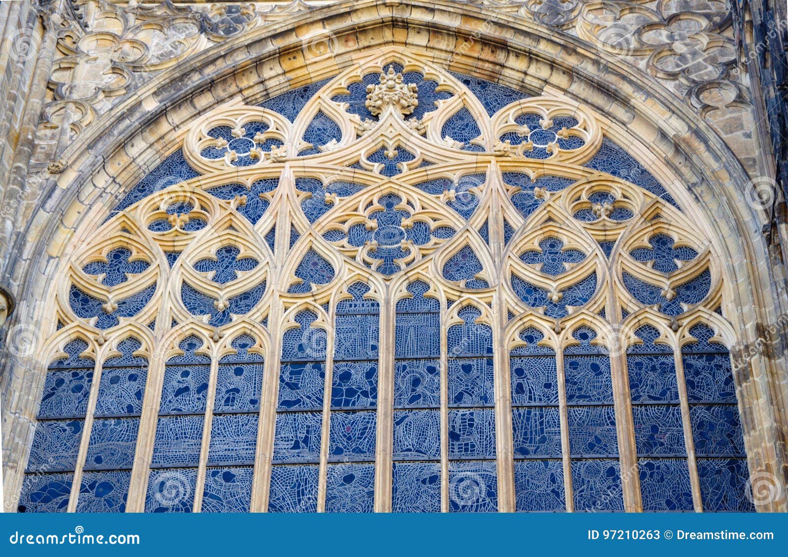 Bar Tracery in Gothic Window with Paintings Stock Image - Image of ...