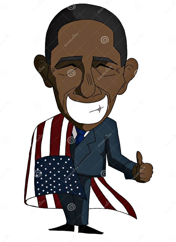 Smiling Barack Obama in a Cartoon Version, President, USA, Isolated ...
