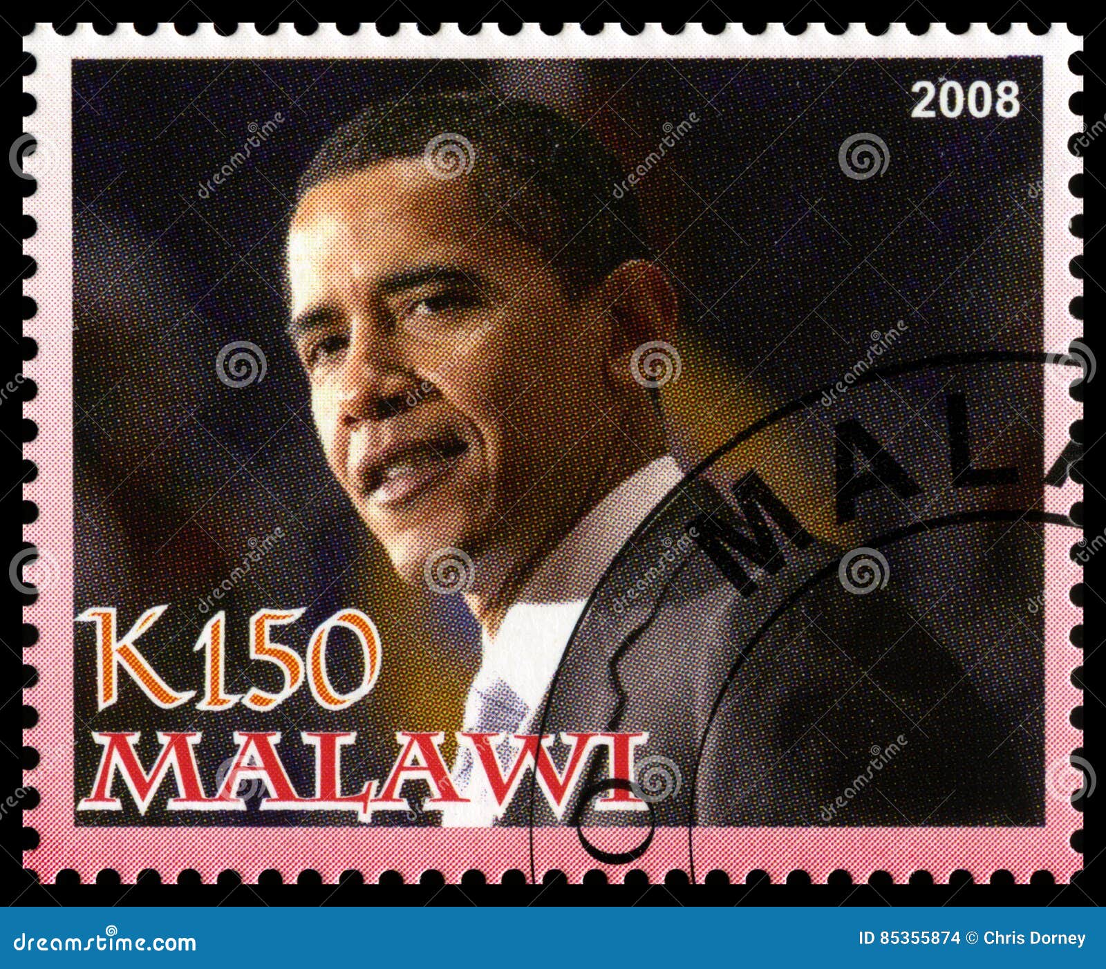 Barack Obama Postage Stamp De Malawi Imagen de archivo editorial ...