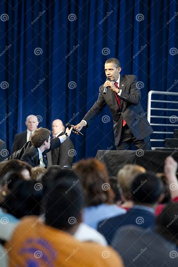 Barack Obama Town Hall Microphone Exchange Editorial Stock Image ...