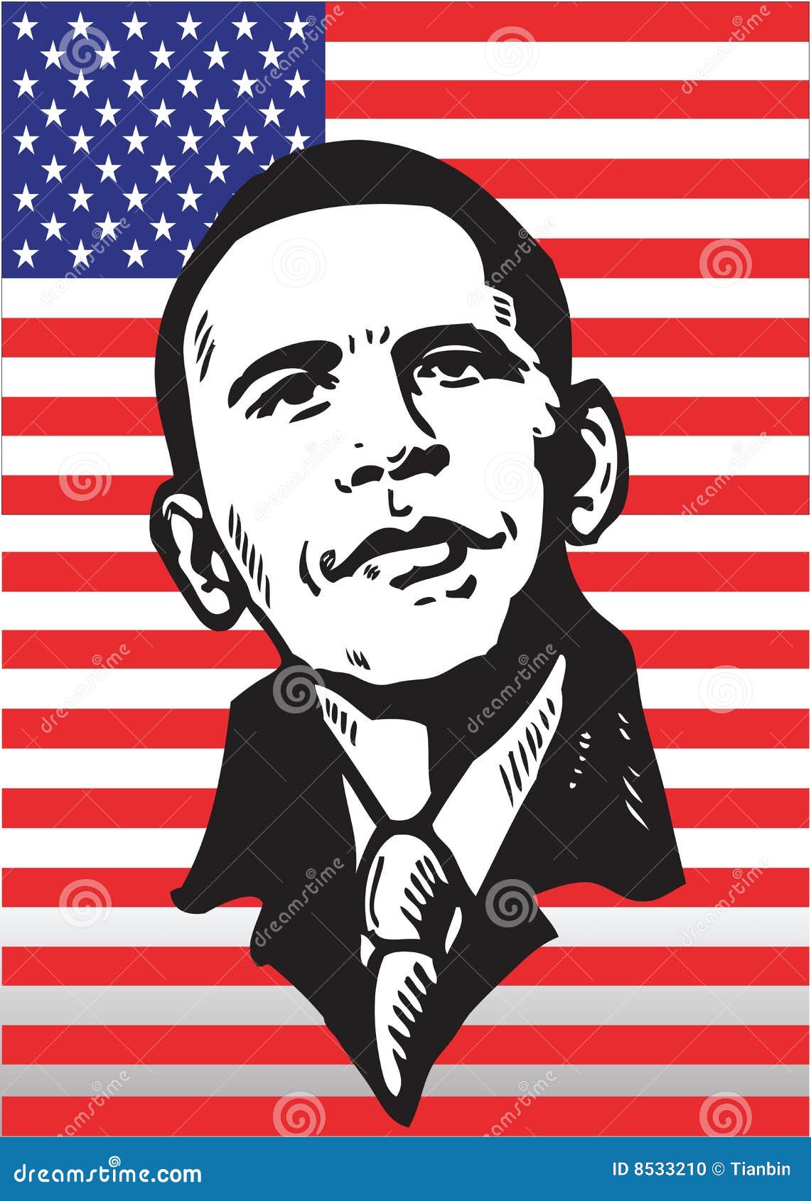 Barak Obama on flag editorial image. Illustration of face - 8533210