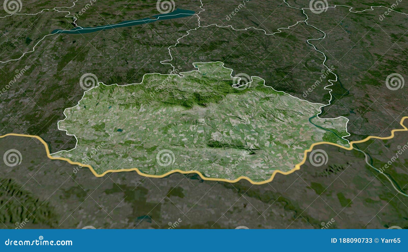 Baranya, Hungary - Highlighted. Satellite Stock Illustration ...