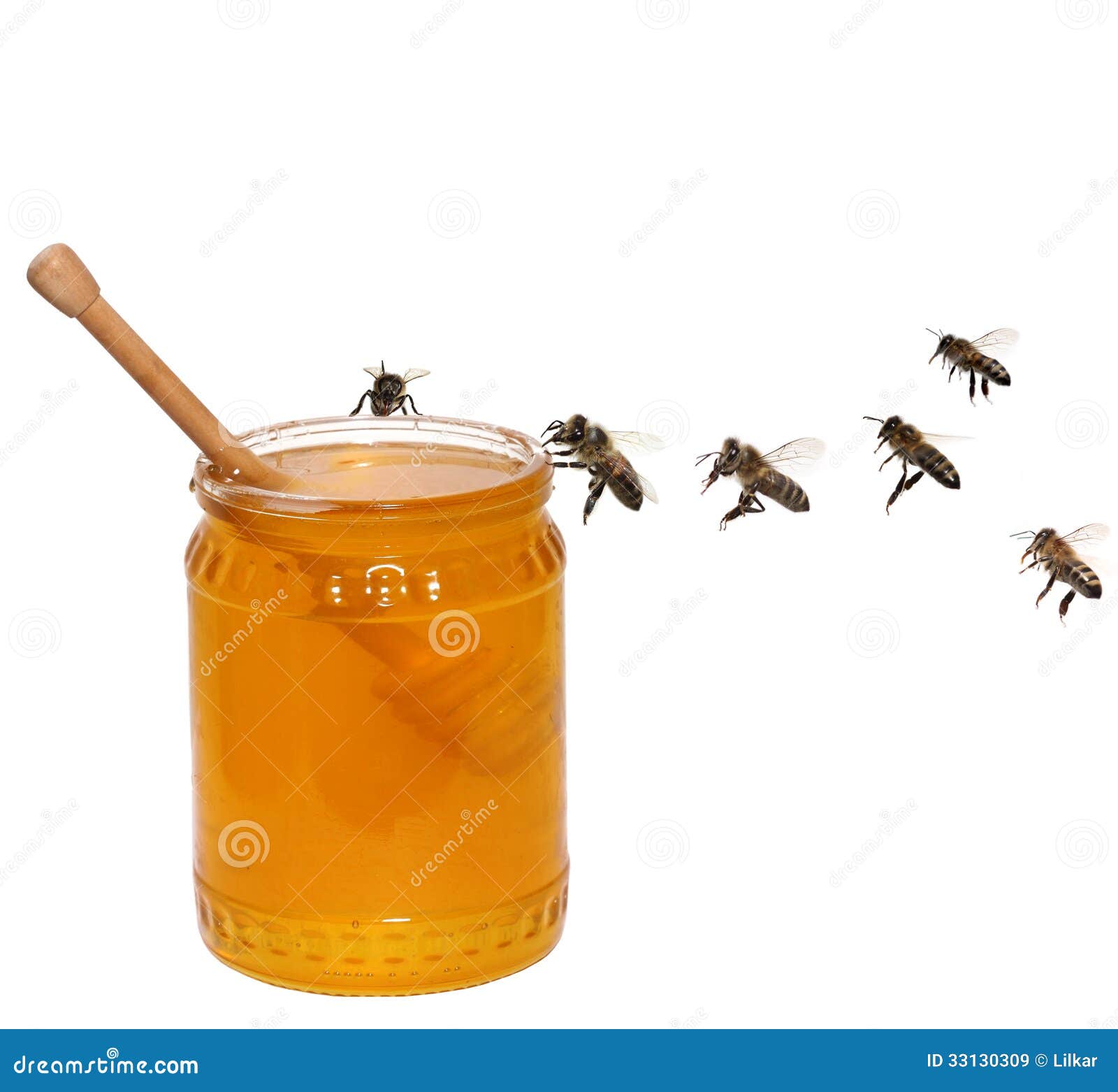 Barattolo e api del miele immagine stock. Immagine di gruppo - 33130309