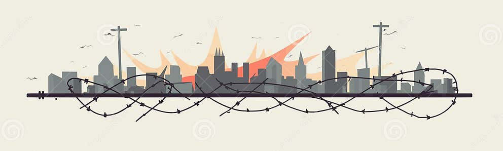 Barb Wire on Battle Field Vector Wide Stock Vector - Illustration of ...