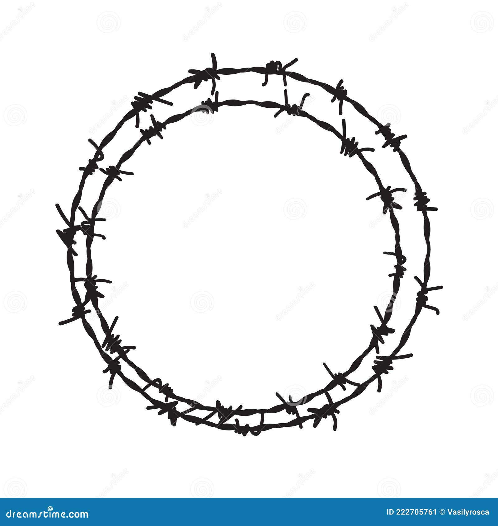 Barb Wire Circle Vector Fence Frame. Barbed Round Wire Ring Prison Logo ...