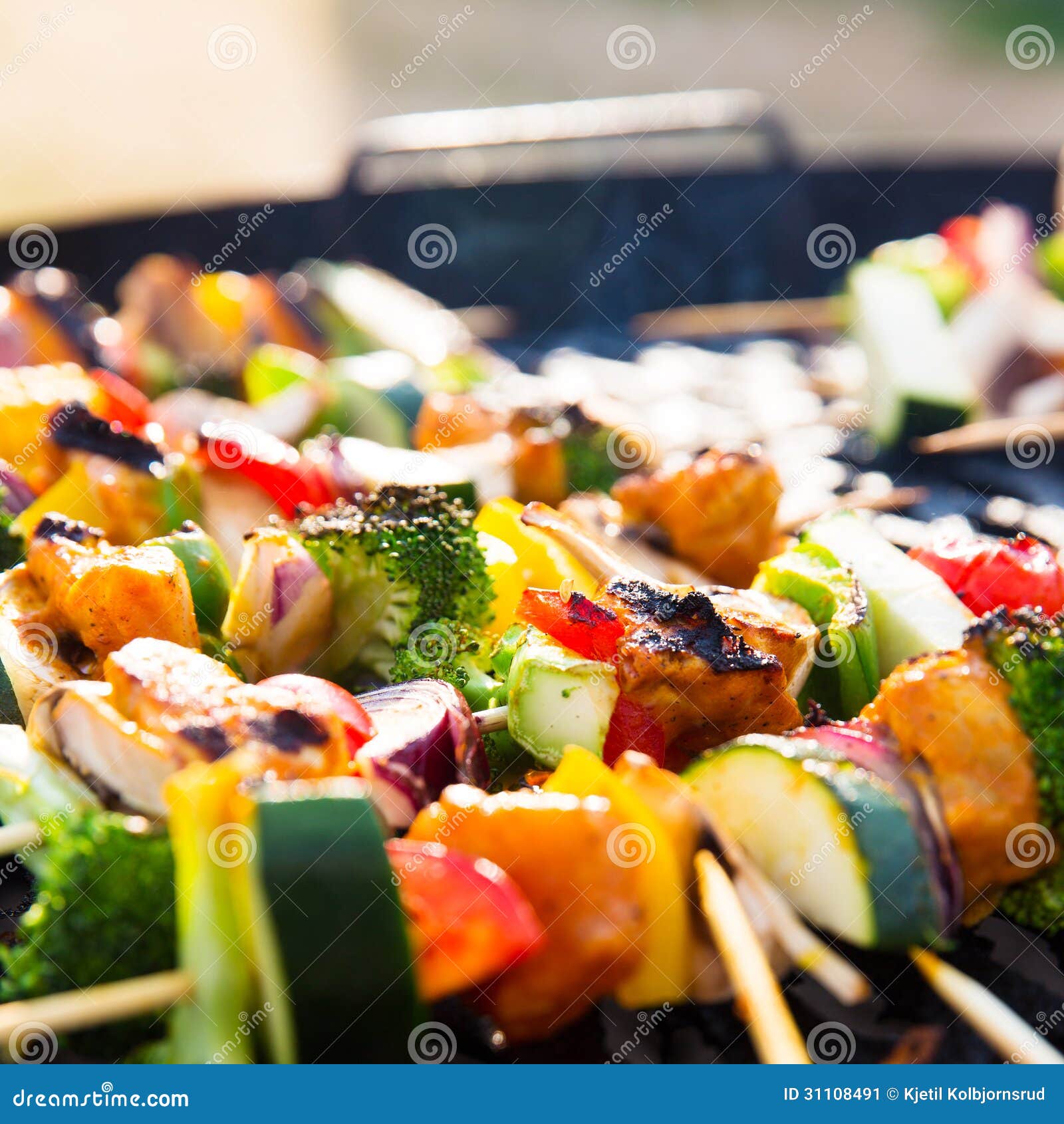 Barbacoa Con Los Pinchos Sanos Imagen de archivo - Imagen de pinchos ...