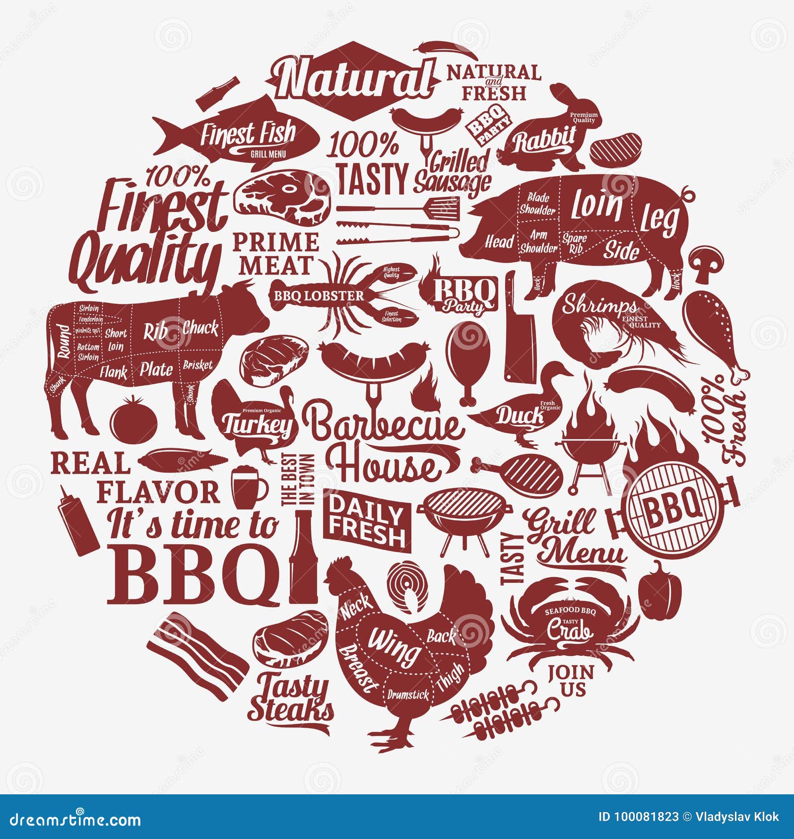 Barbacoa Del Vector, Parrilla Y Ejemplo Del Asador Ilustración del ...