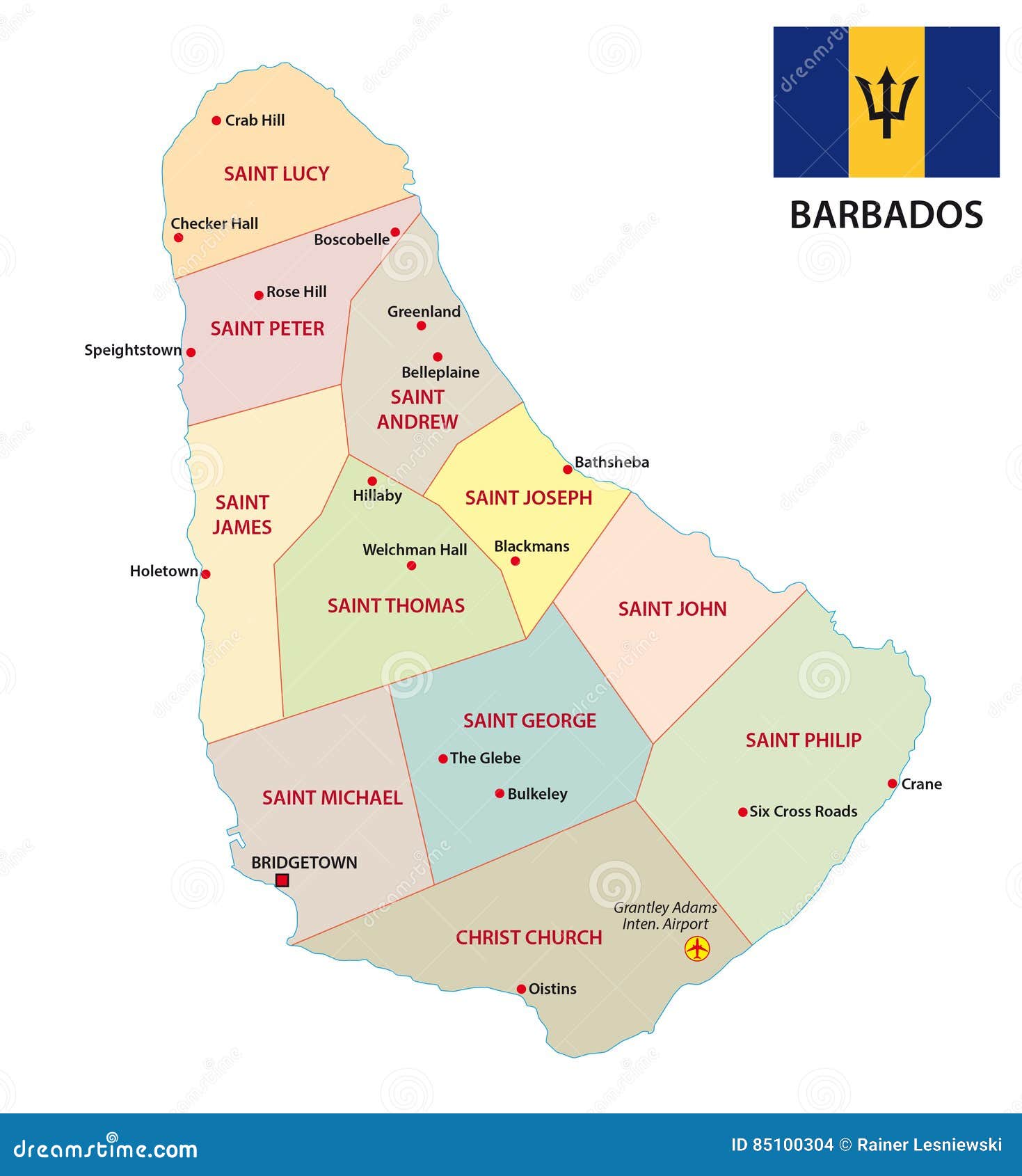 Barbados Political Map Cartoon Vector | CartoonDealer.com #104311219