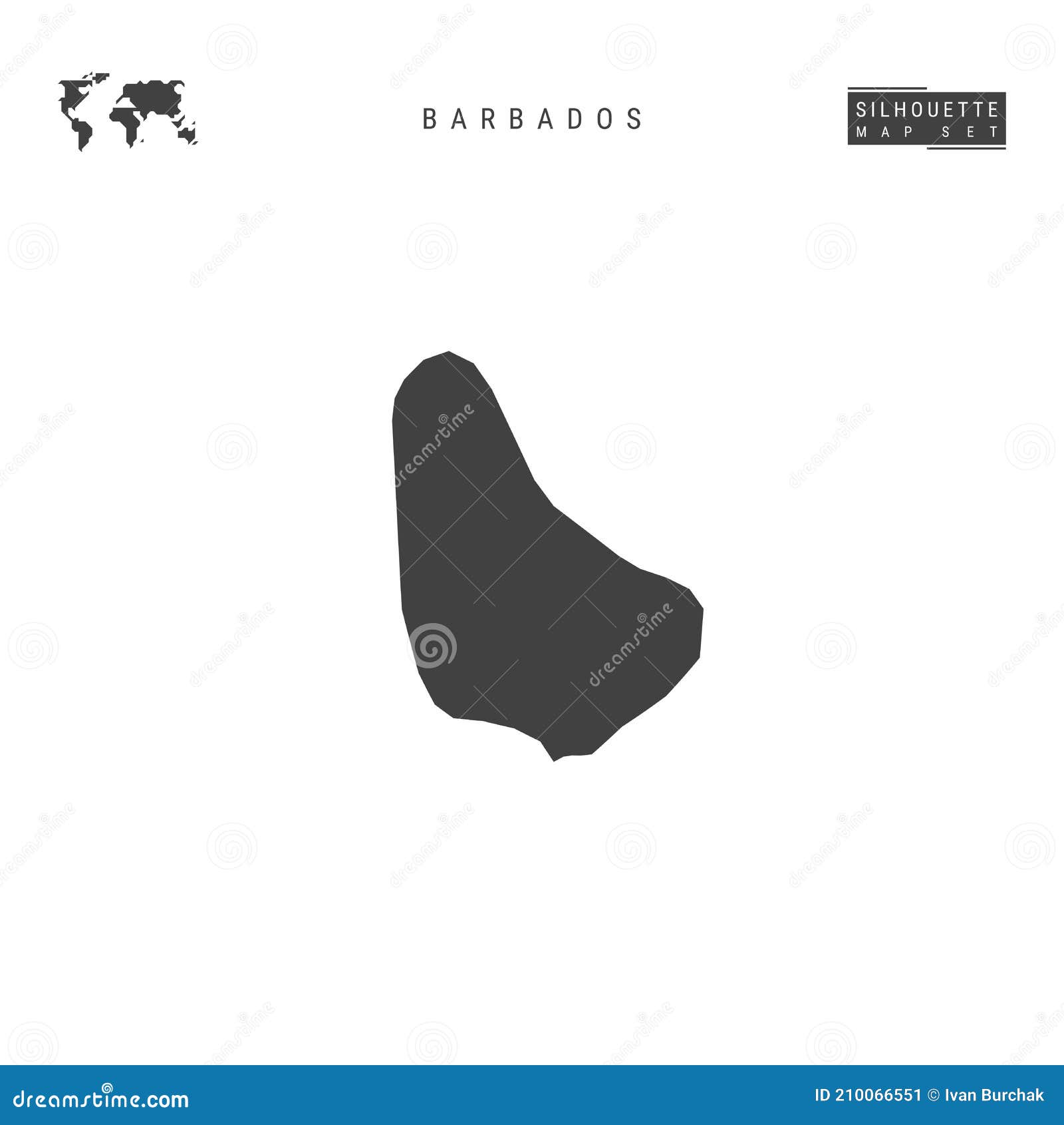 Barbados Vector Map Isolated on White Background. High-Detailed Black ...