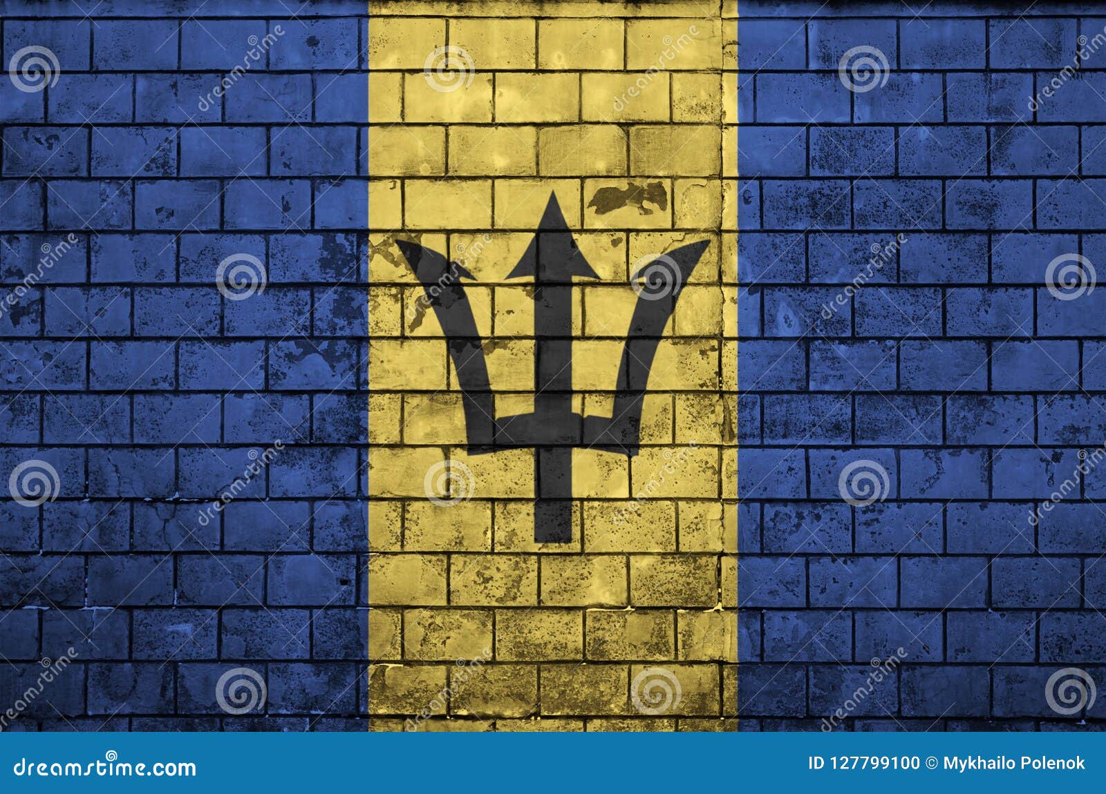Barbados Flag is Painted Onto an Old Brick Wall Stock Illustration ...