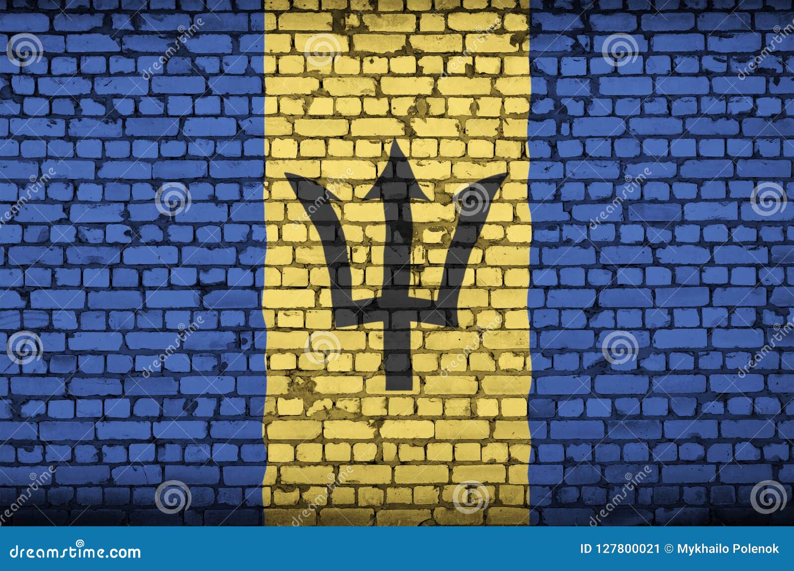 Barbados Flag is Painted Onto an Old Brick Wall Stock Illustration ...