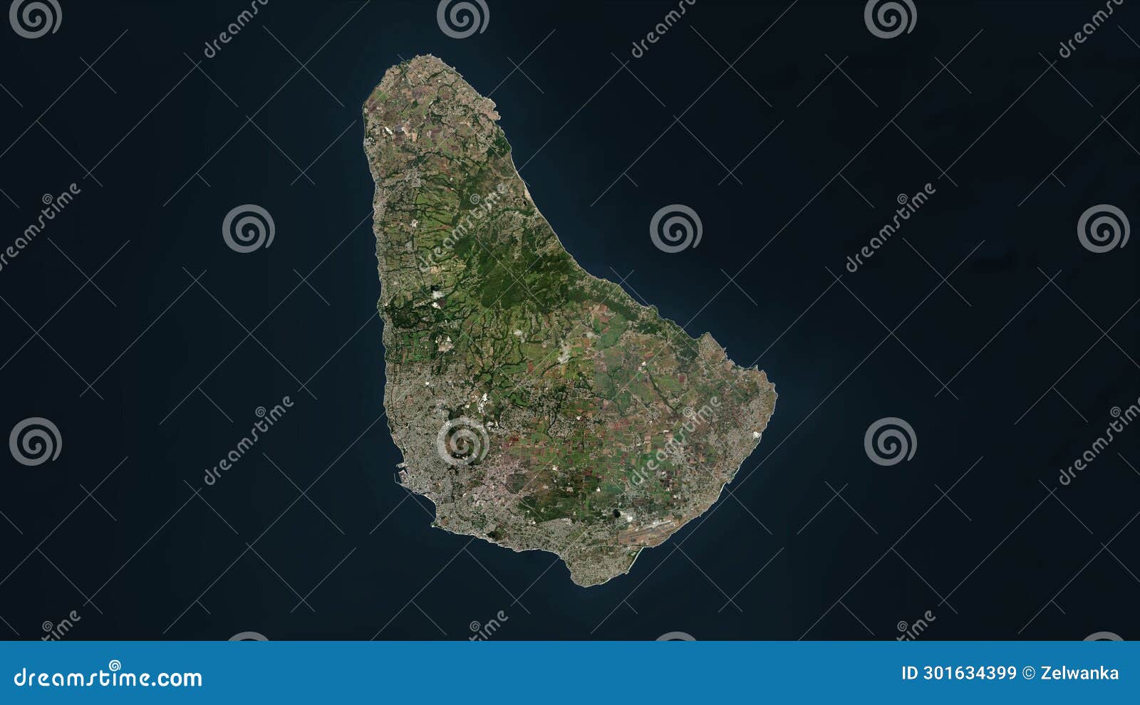 Barbados Highlighted. High-res Satellite Stock Illustration ...