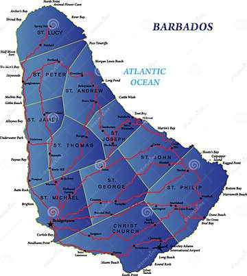 Barbados map stock vector. Illustration of road, destination - 22847870