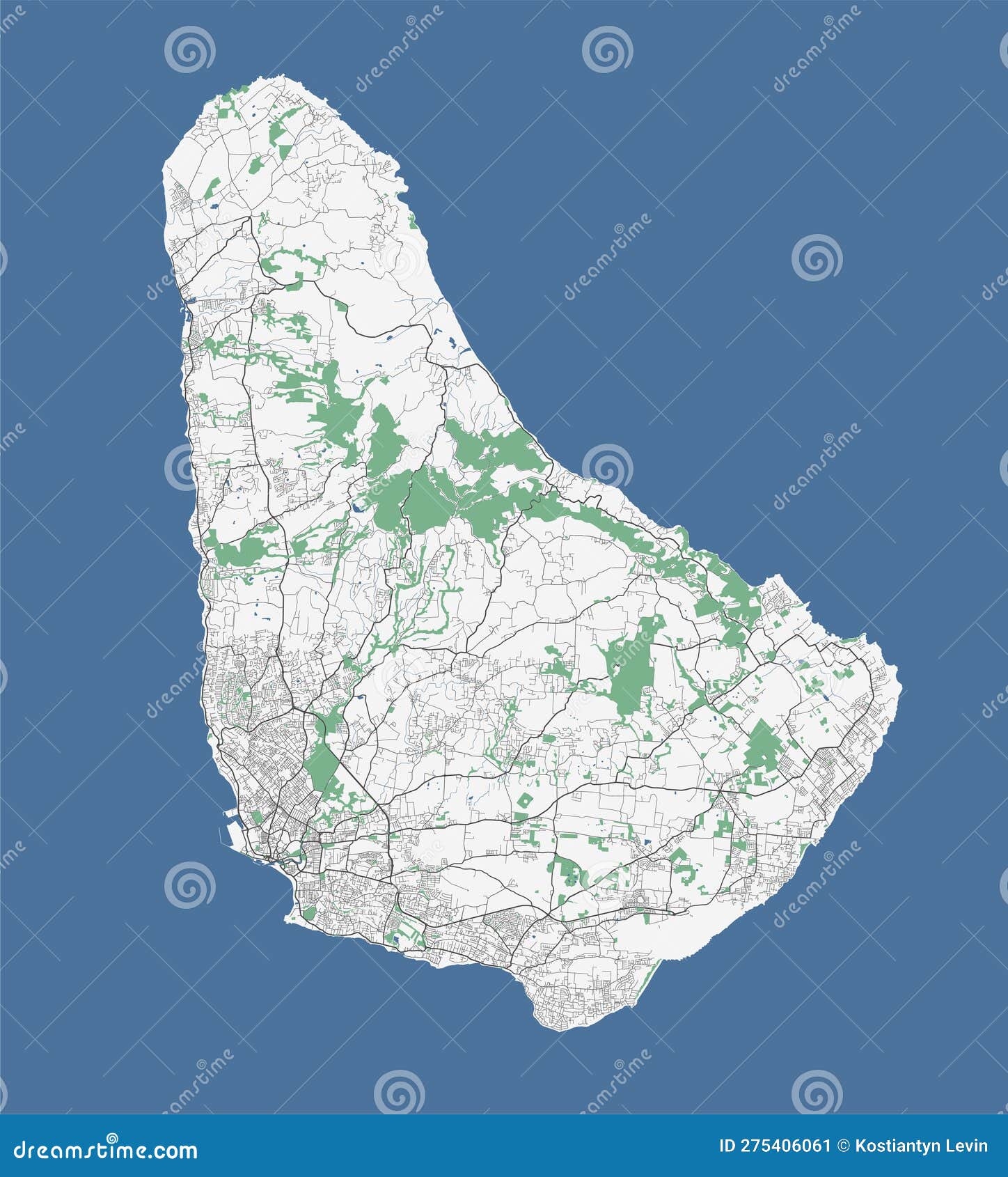 Barbados Map, Caribbean Island Stock Illustration - Illustration of ...