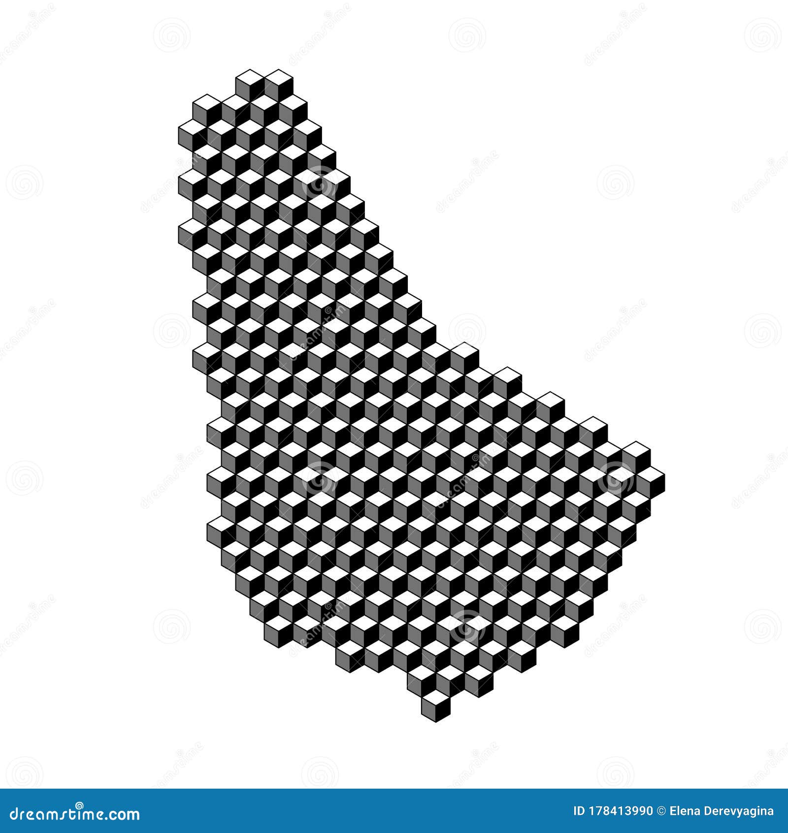 Barbados Map from 3D Black Cubes Isometric Abstract Concept, Square ...