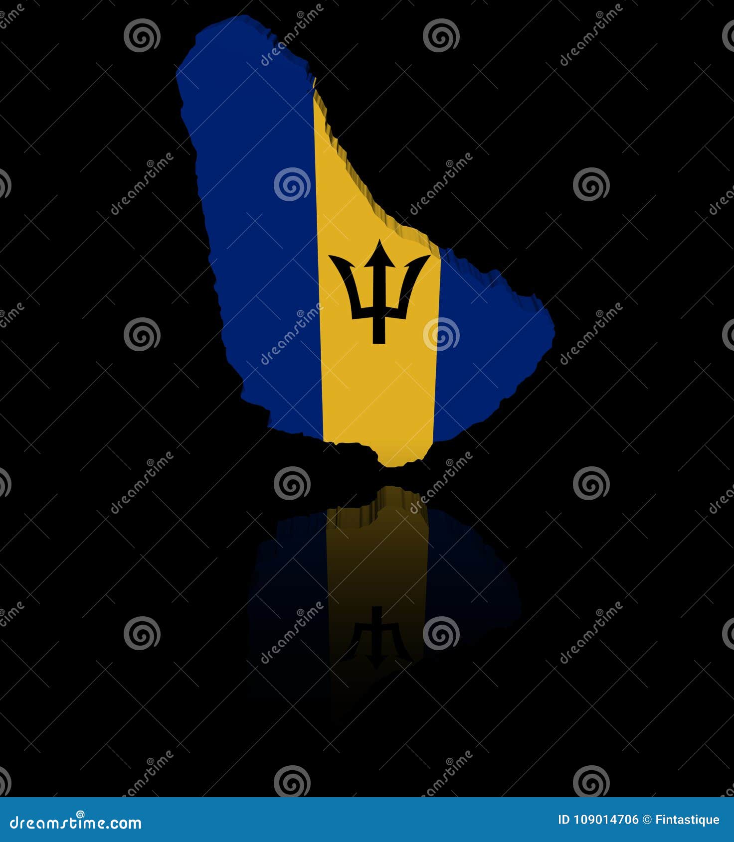 Barbados Map Flag with Reflection Illustration Stock Illustration ...