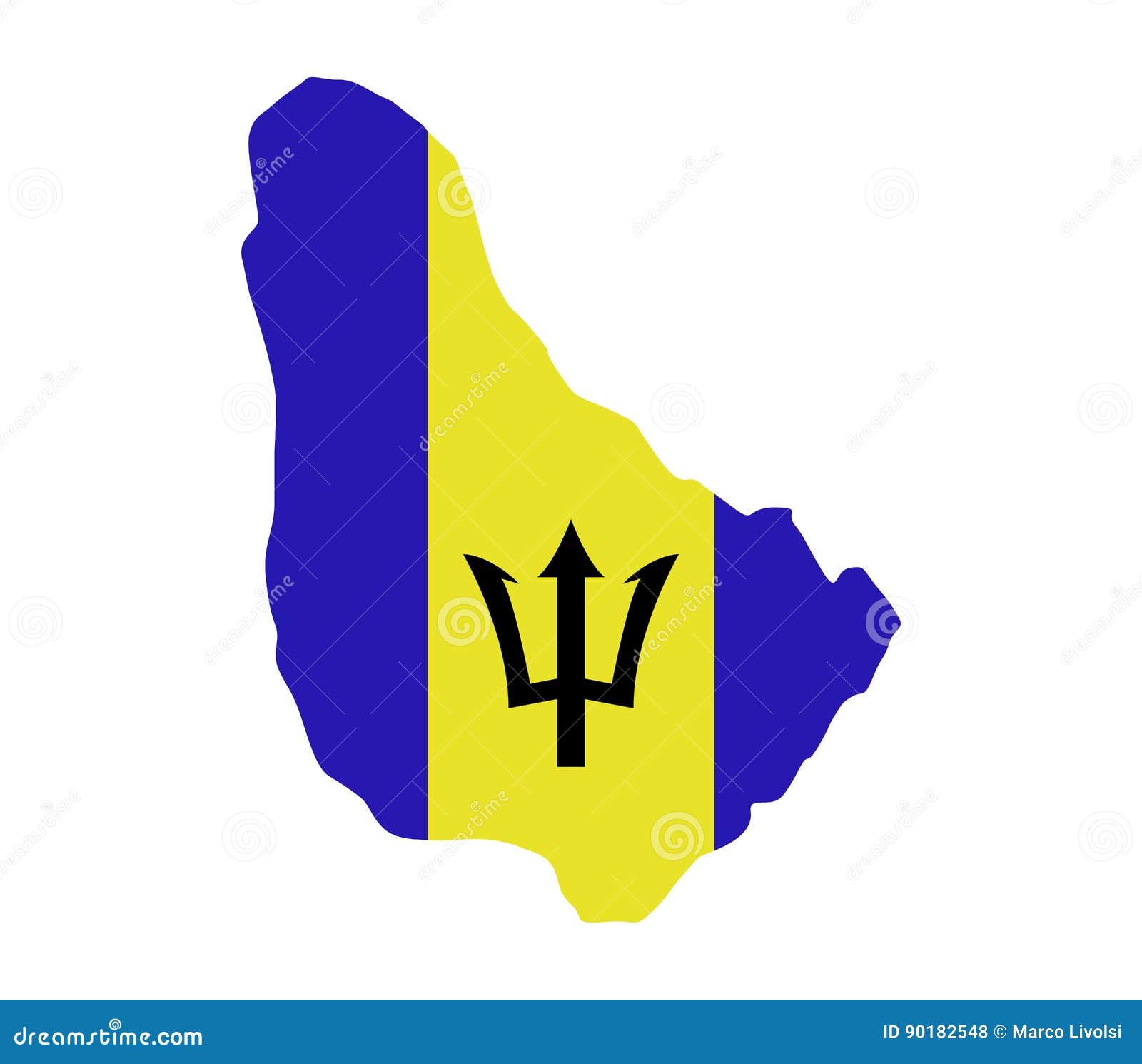 Barbados Map Illustrated With Flag Royalty-Free Stock Image ...