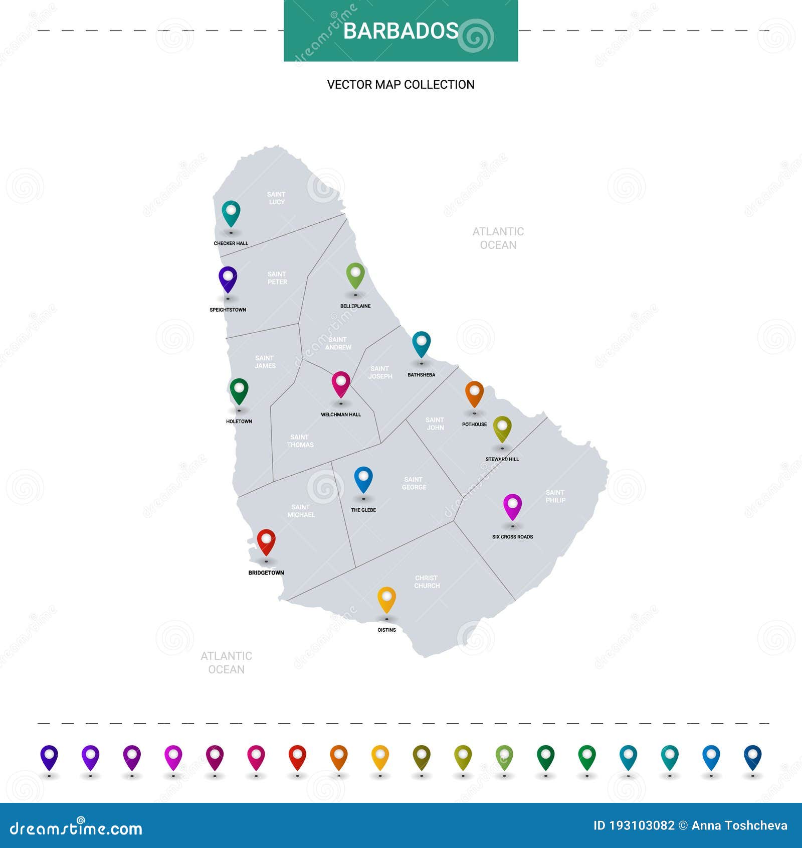 Infographic For Barbados, Detailed Map Of Barbados With Flag Cartoon ...