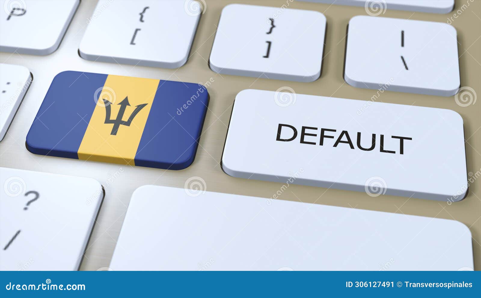 Barbados National Flag and Default Button 3D Illustration Stock ...