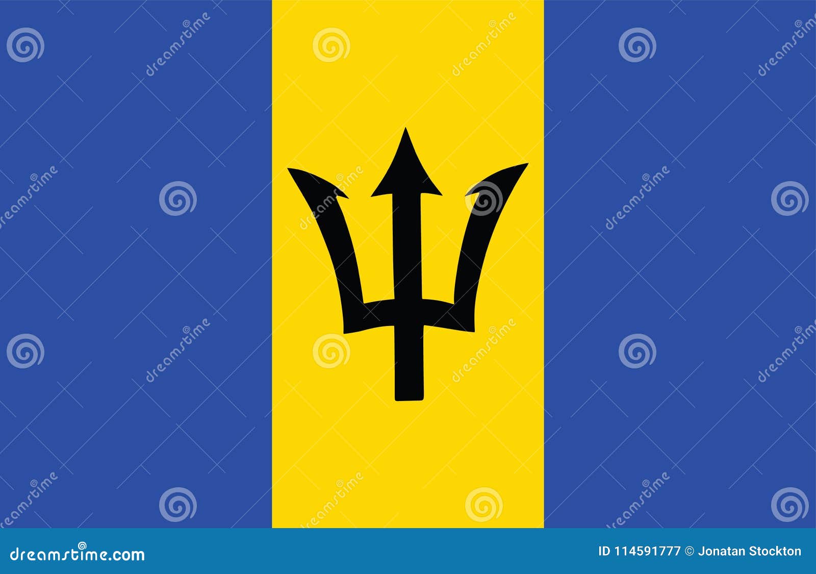 Barbados Original Flag Isolated . Stock Illustration - Illustration of ...