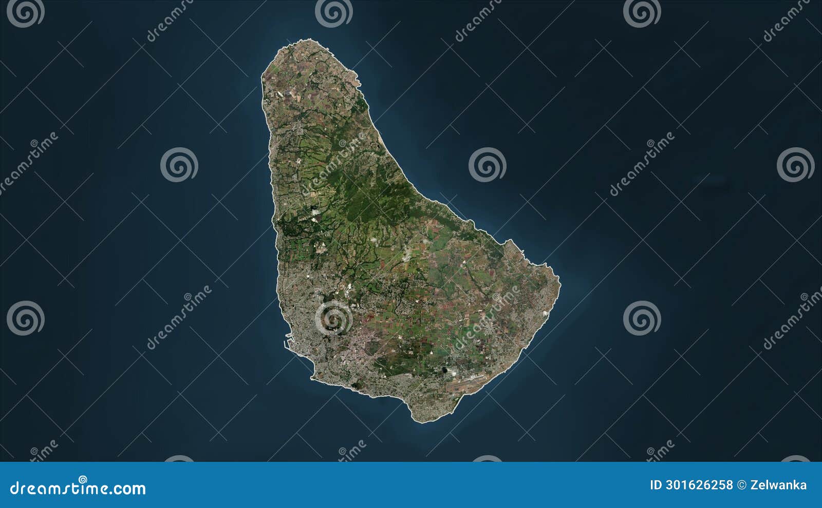 Barbados Outlined. High-res Satellite Stock Illustration - Illustration ...
