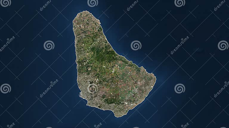Barbados Outlined. Low-res Satellite Stock Illustration - Illustration ...