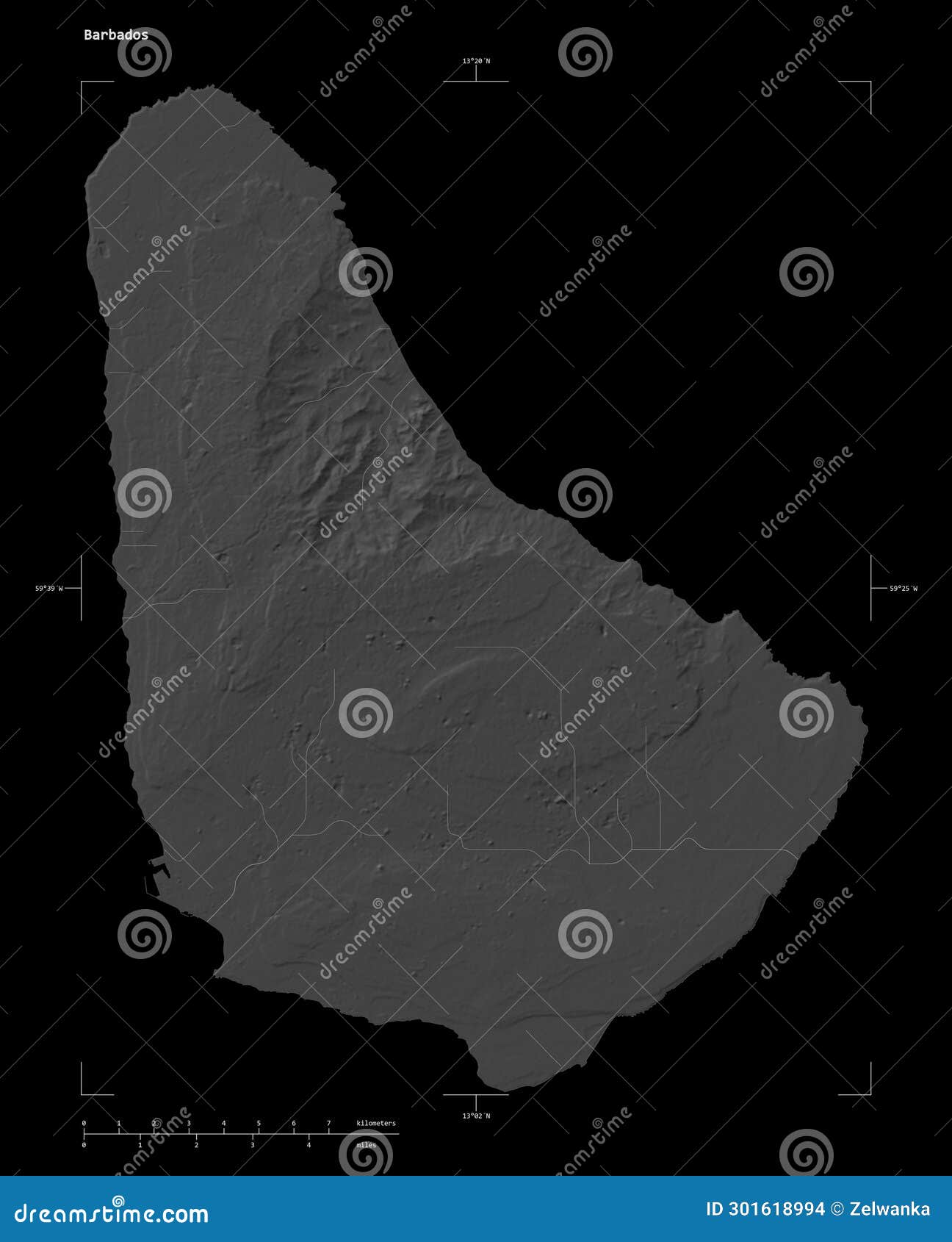 Barbados Shape on Black. Bilevel Stock Illustration - Illustration of ...